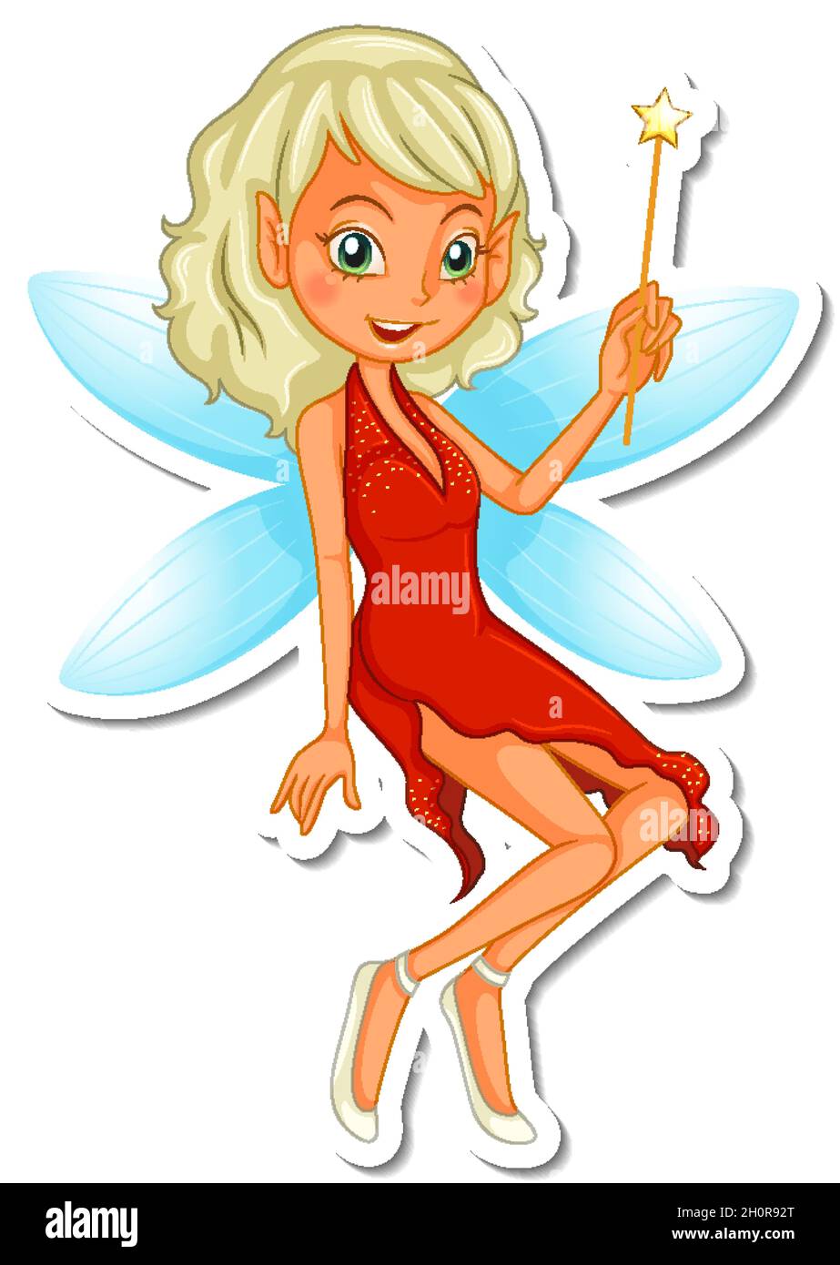 Beautiful fairy cartoon character sticker illustration Stock Vector ...