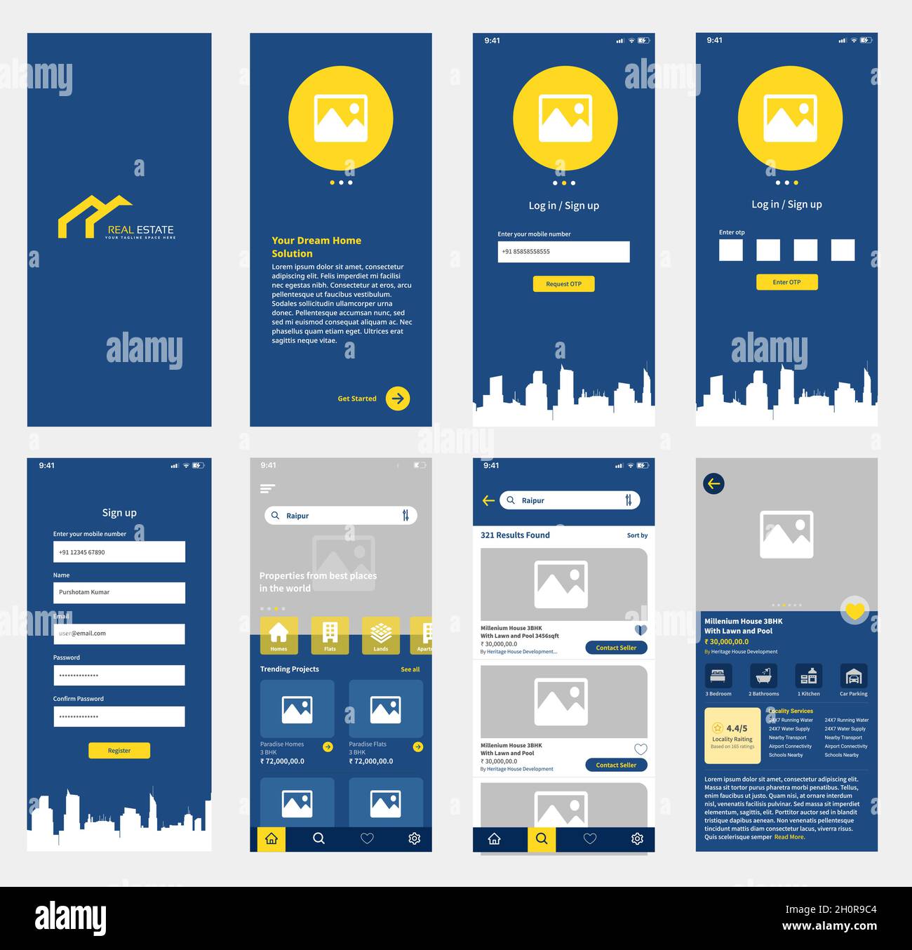 Mobile page homes ui hi-res stock photography and images - Alamy