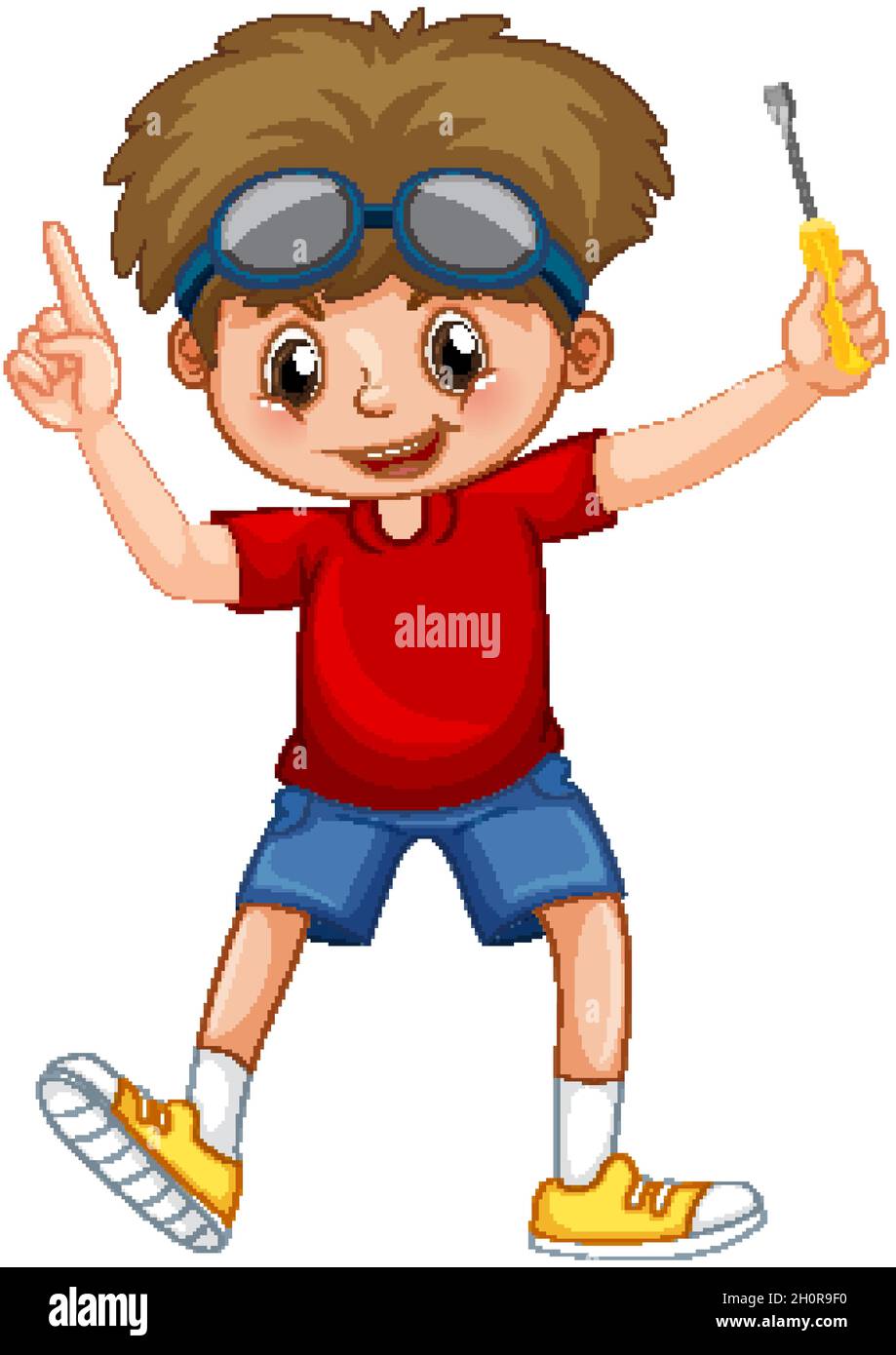 A boy holding screwdriver on white background illustration Stock Vector ...