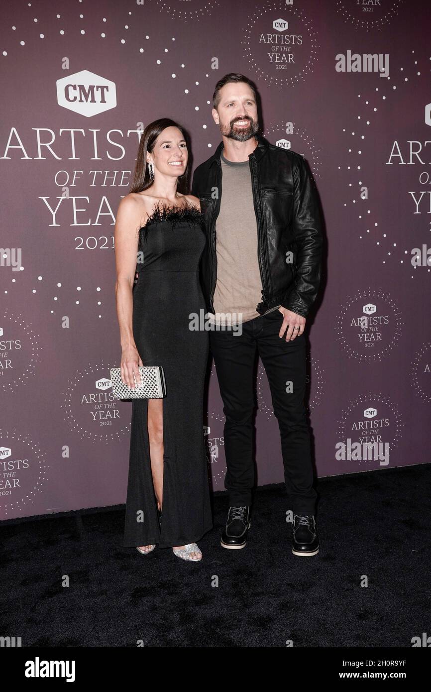 Walker Hayes, Laney Beville Hayes attend the 2021 CMT Artist of the ...