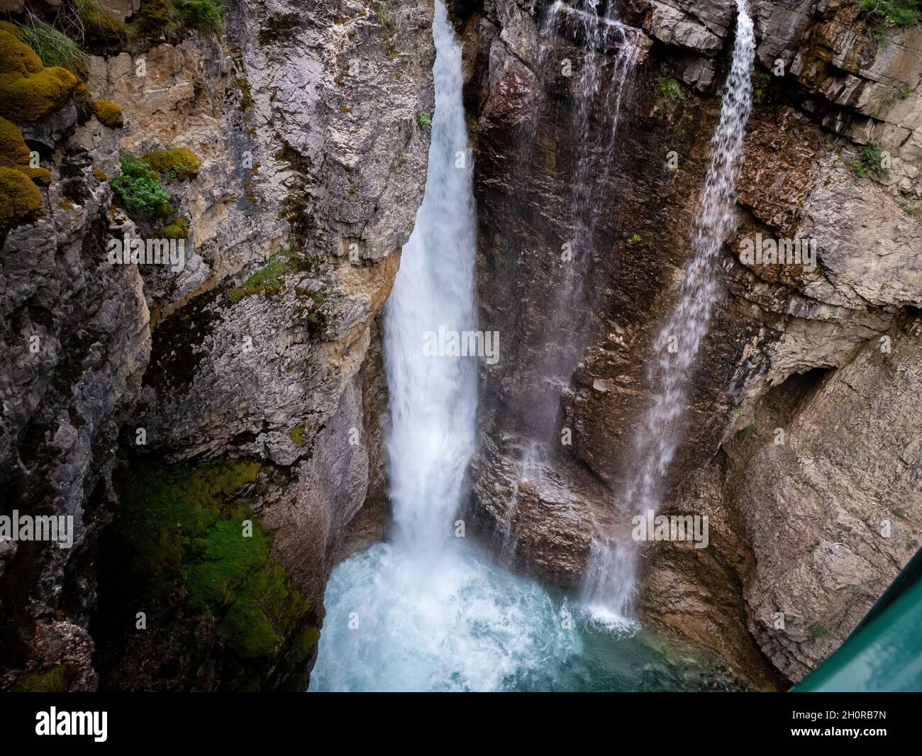 Top view of the waterfall at Johnson Canyon in Alberta, Canada Stock ...