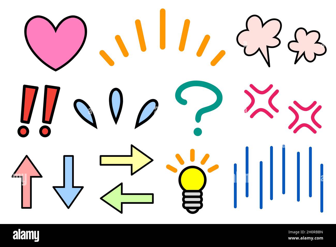 A set of marks expressing various emotions. Love heart,anger symbol ...