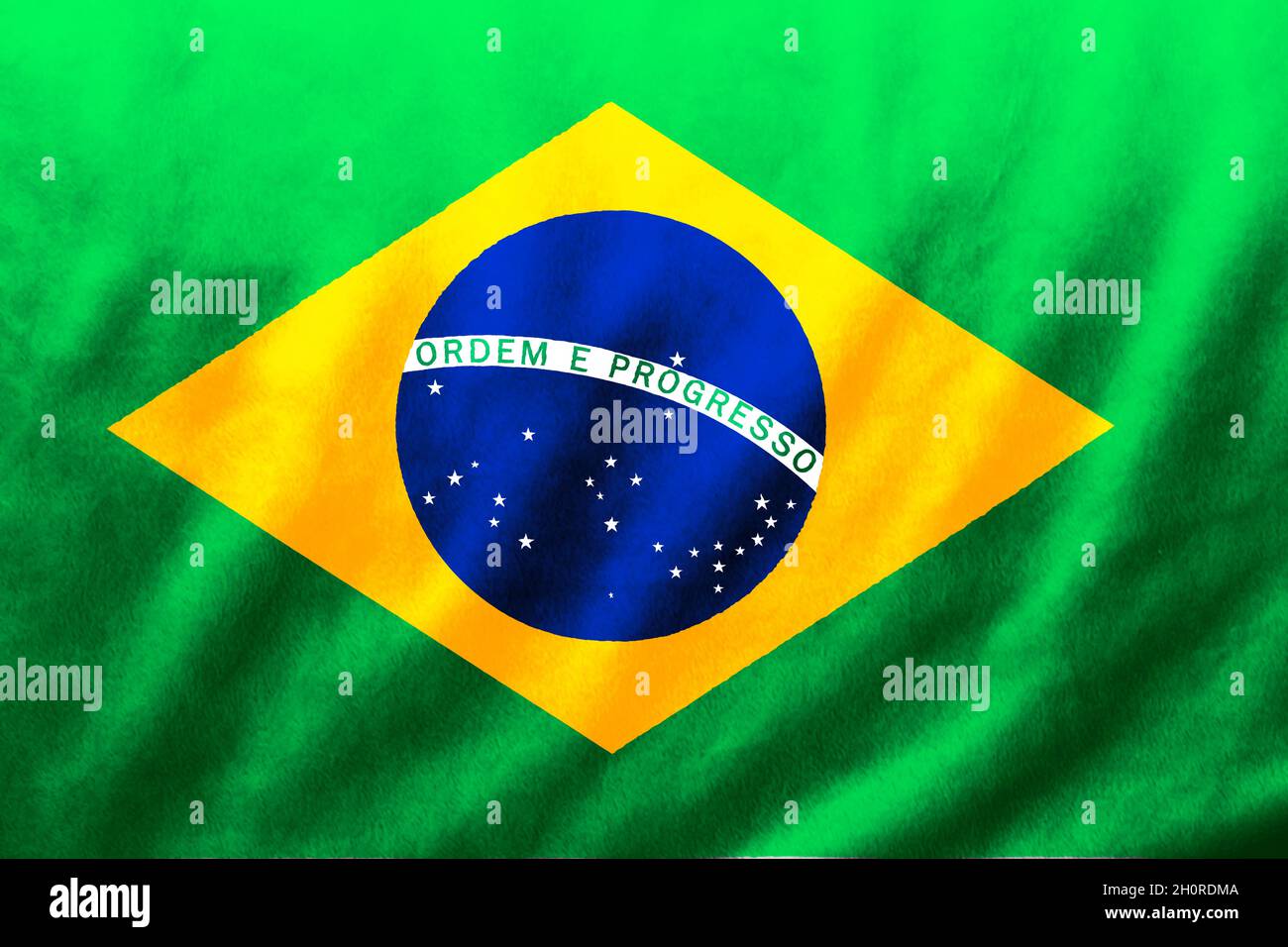Brazil flag fabric silk wave texture background, 3D illustration Stock ...