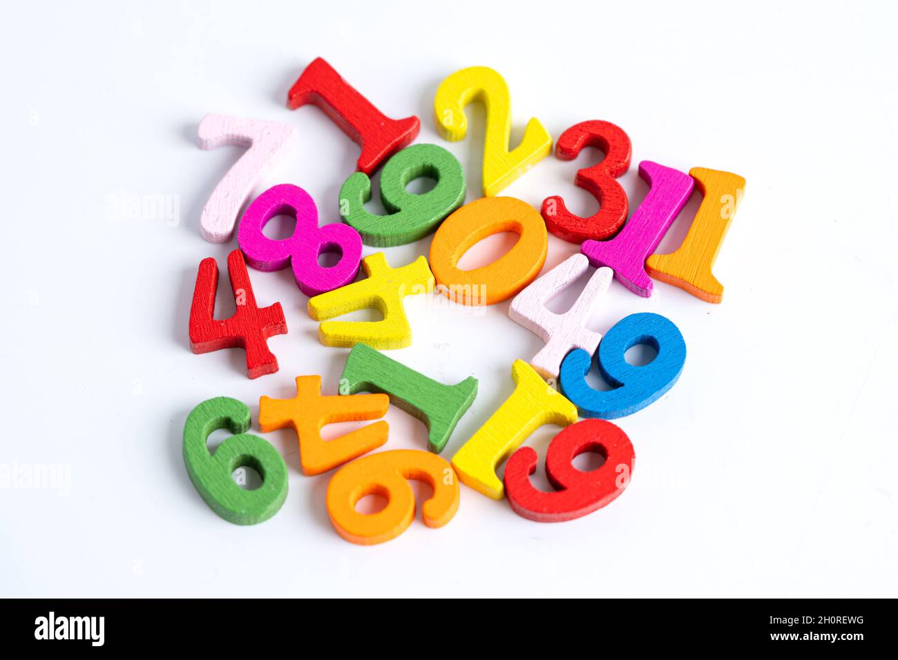 Math number colorful on white background, education study mathematics ...