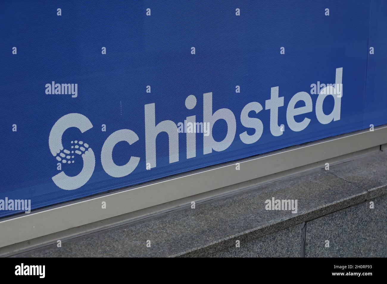 Welcome back to office sign at Schibsted in central Stockholm, Sweden ...