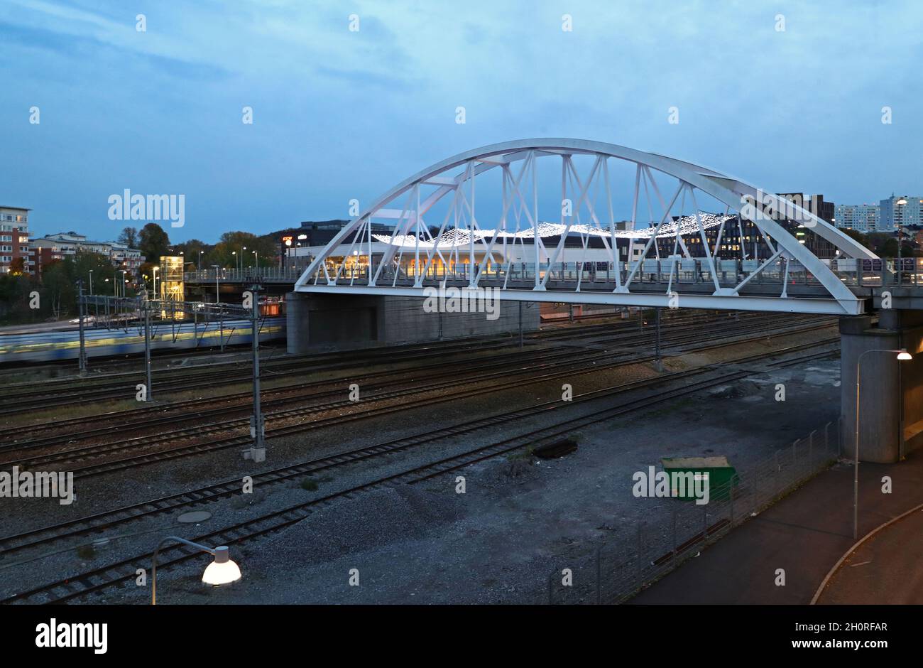 Bridge to Solna station, at Mall of Scandinavia, in Solna, Stockholm ...