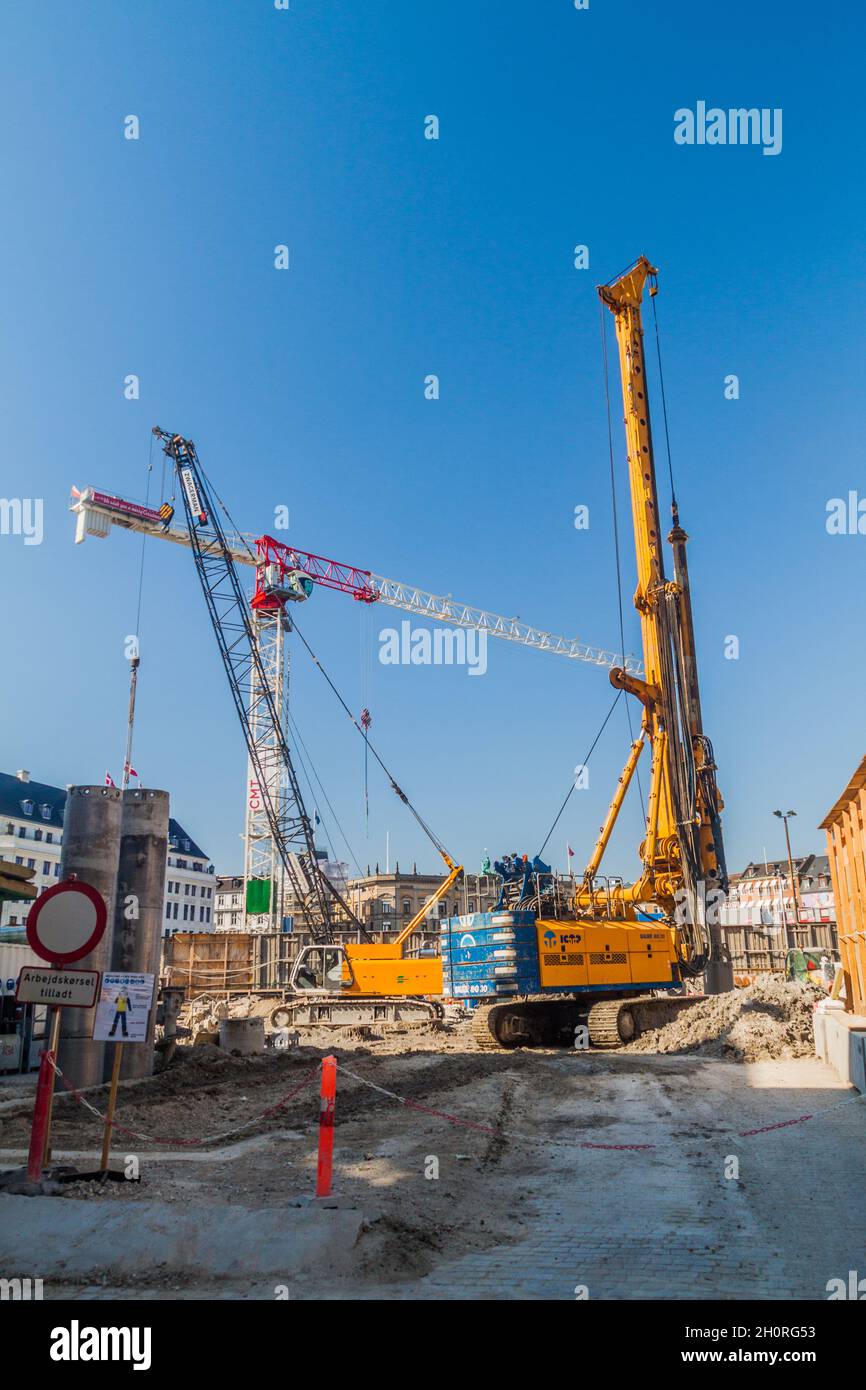 COPENHAGEN, DENMARK - AUGUST 26, 2016: Construction site of a new metro ...