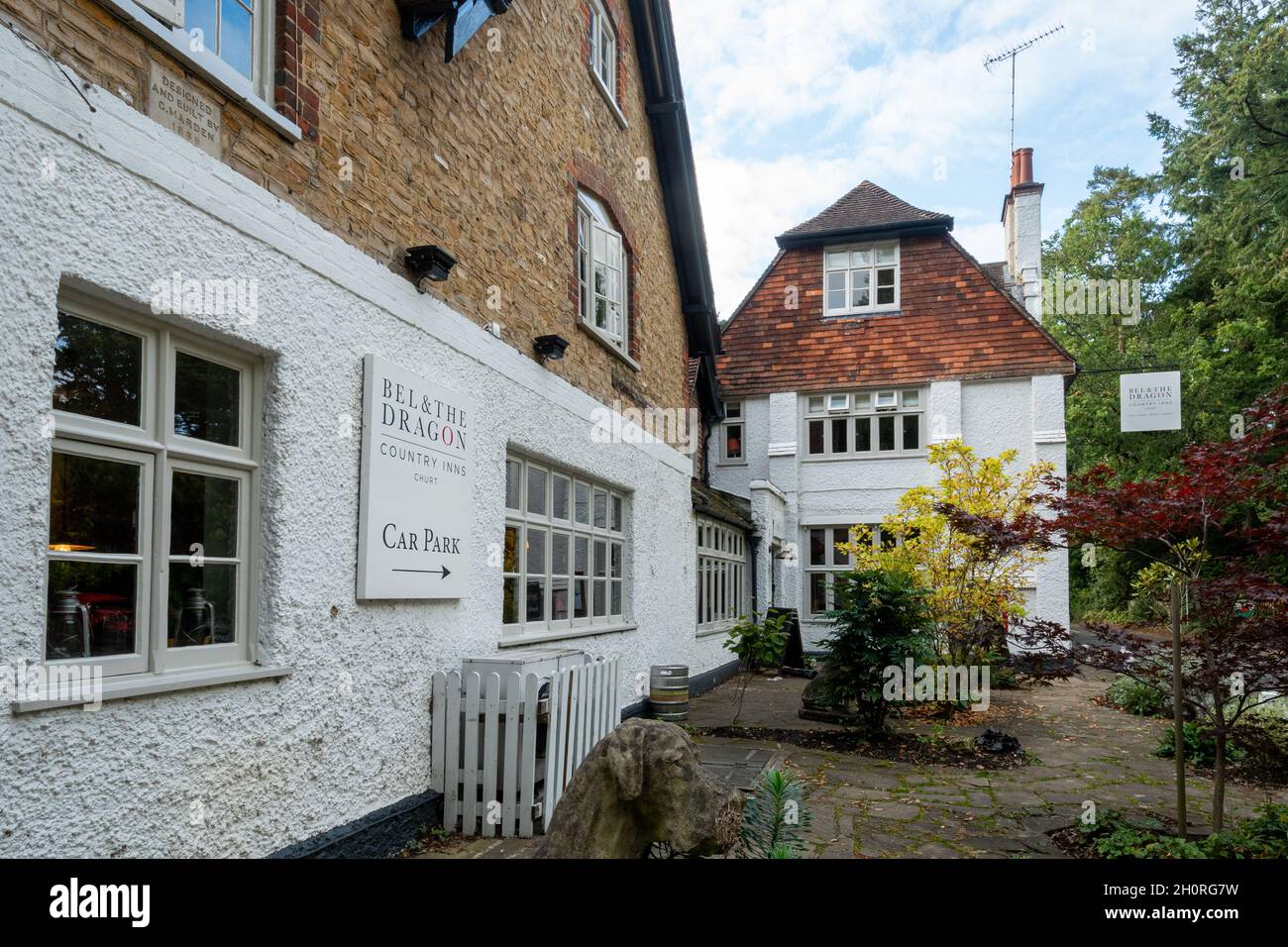 Bel & The Dragon pub at Churt in the Surrey Hills AONB, England UK ...