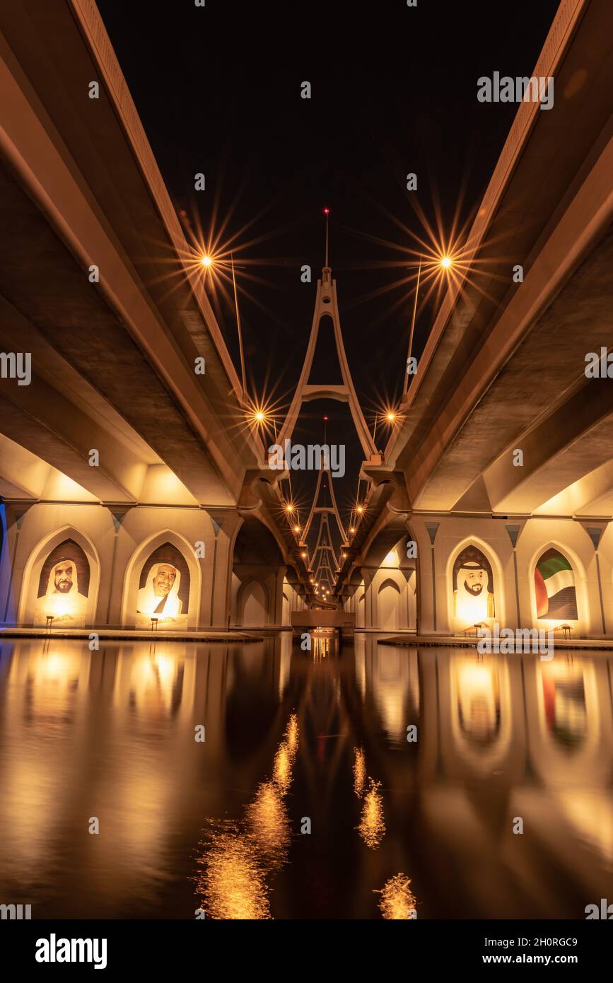 The view of Business bay crossing bridge from the base of the bridge at ...