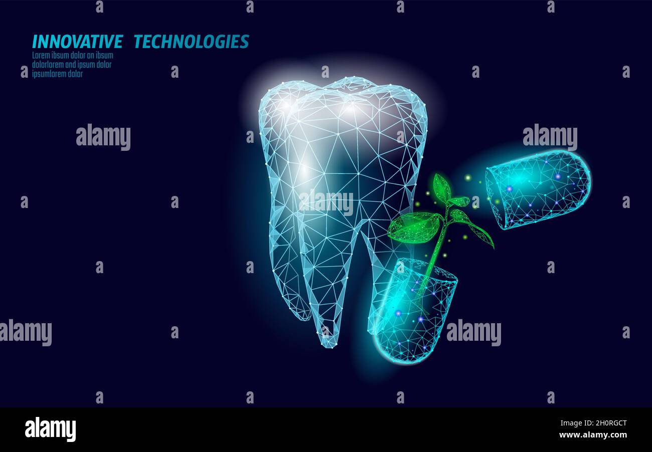3D natural tooth care probiotics capsule concept. Anatomical molar ...