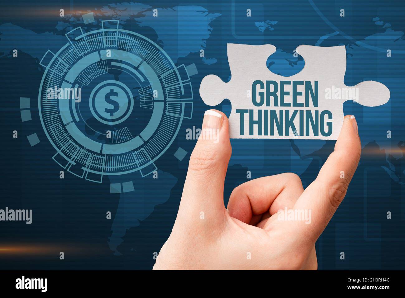 Sign displaying Green Thinking. Concept meaning Taking ction to make ...