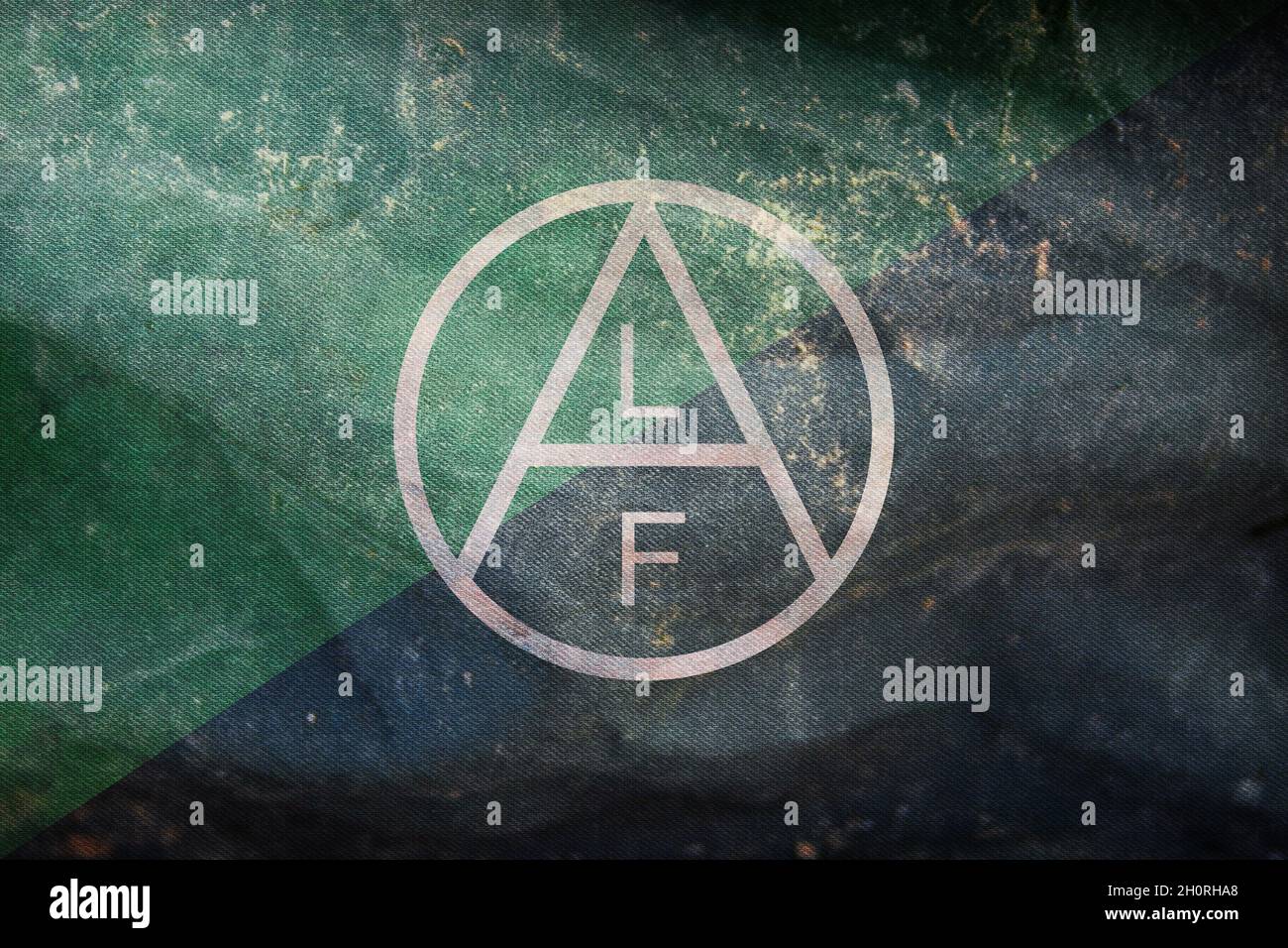 Top view of retro flag of Animal Liberation Front with grunge texture ...