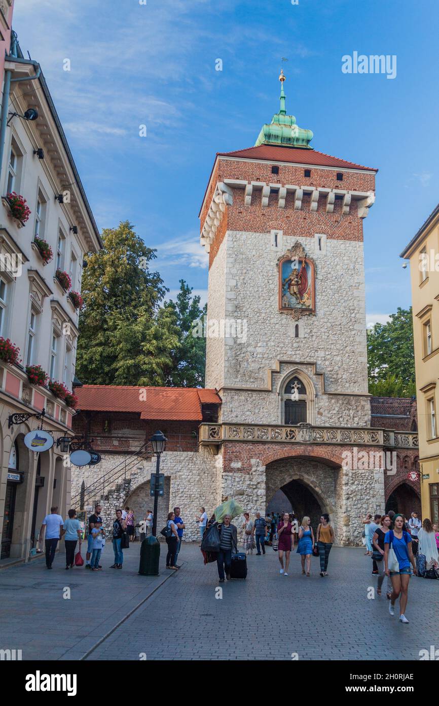 Gothic architecture krakow old town st florians gate hi-res stock ...