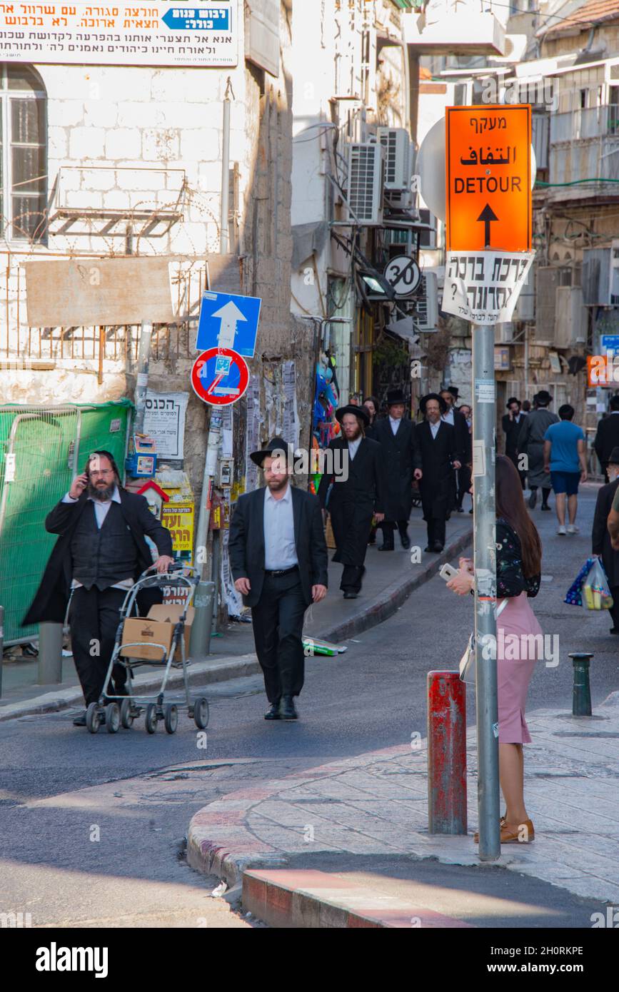 Asia Middle East Israel Jerusalem Mea Shearim Haredi Jews Stock Photo ...
