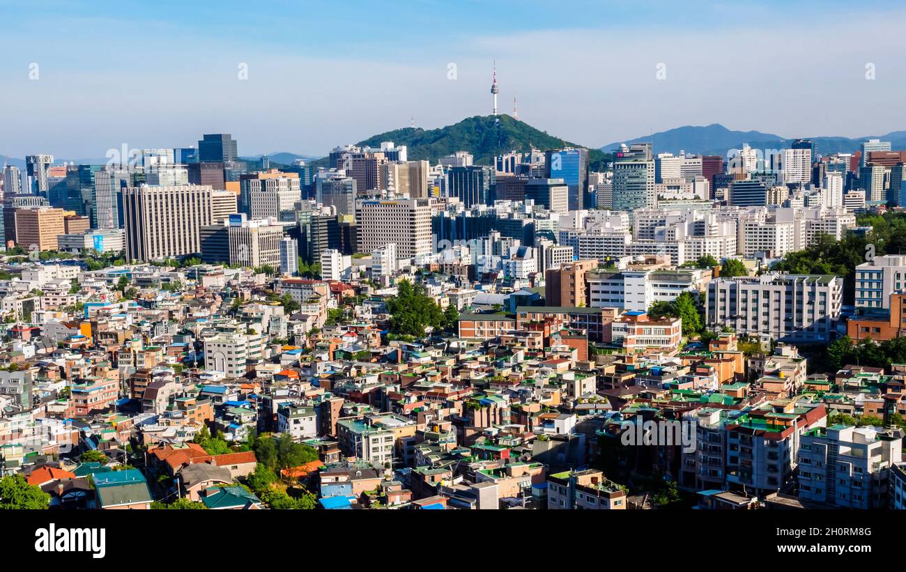 Seoul, South Korea - June 10, 2017: Namsan mountain view, cityscape of ...
