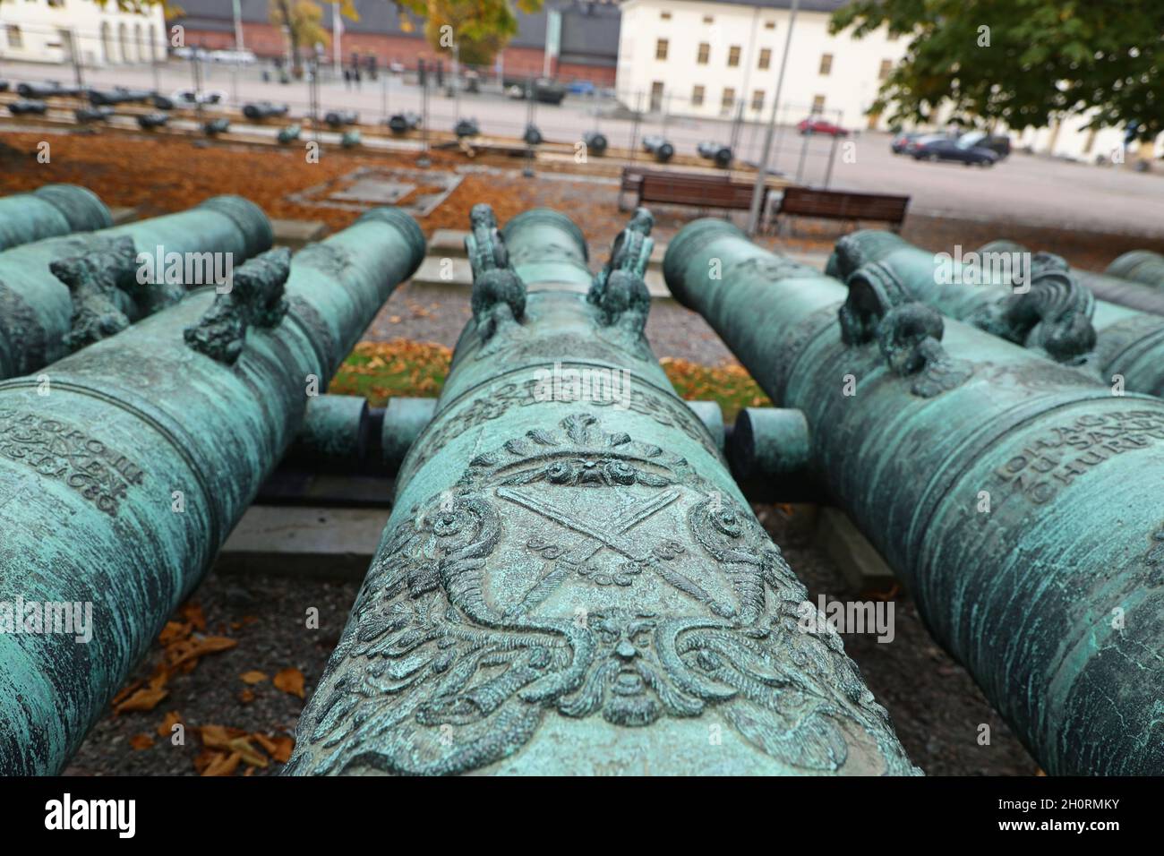 Old gun tubes or barrels at the Swedish Army Museum in Stockholm ...