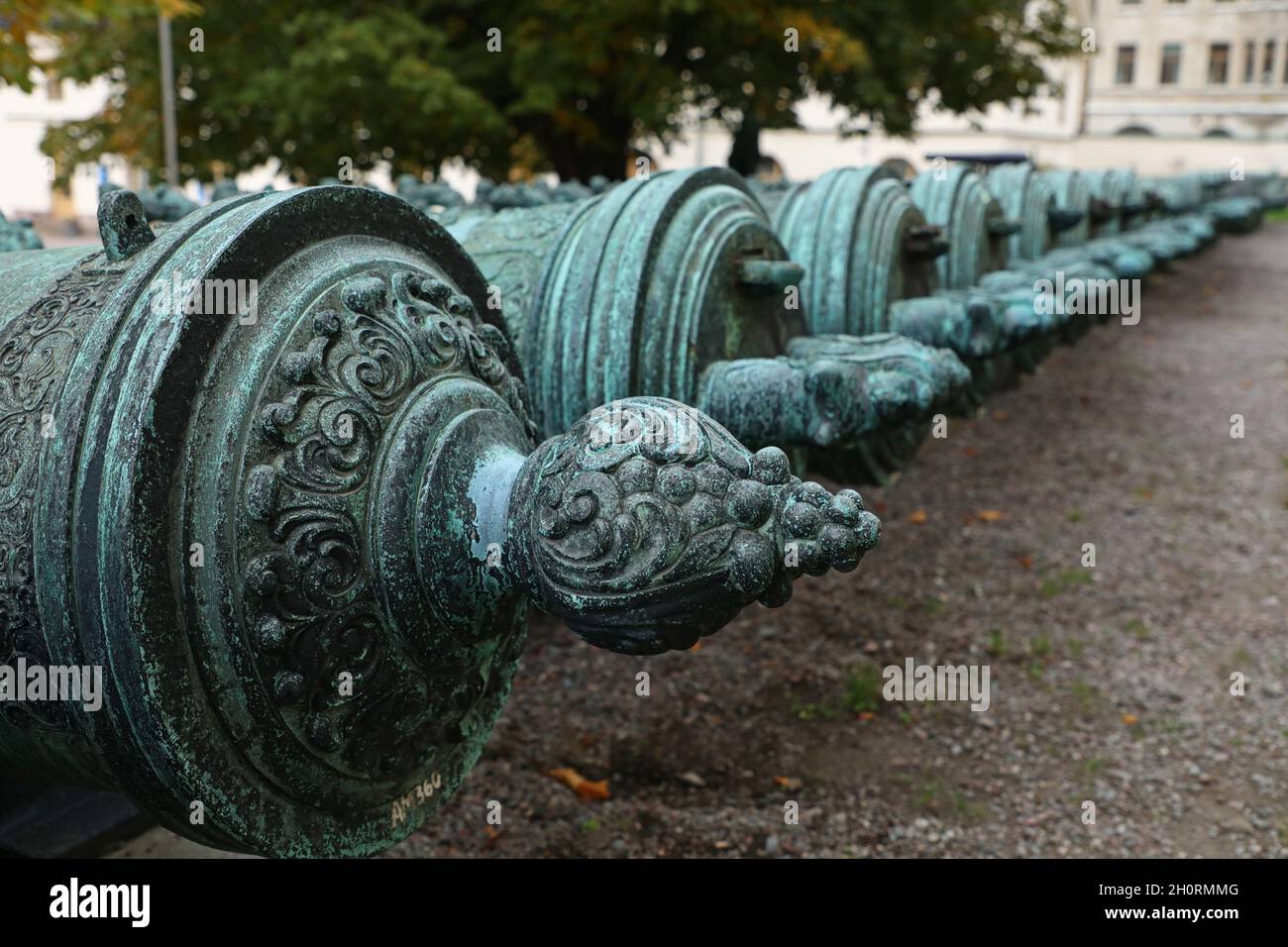 Old gun tubes or barrels at the Swedish Army Museum in Stockholm ...