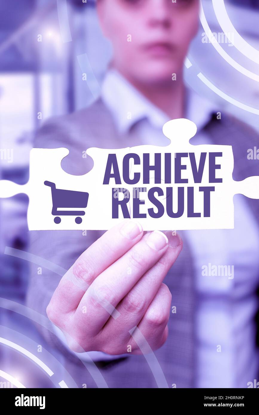 Hand writing sign Achieve Result. Business overview Accomplishment ...