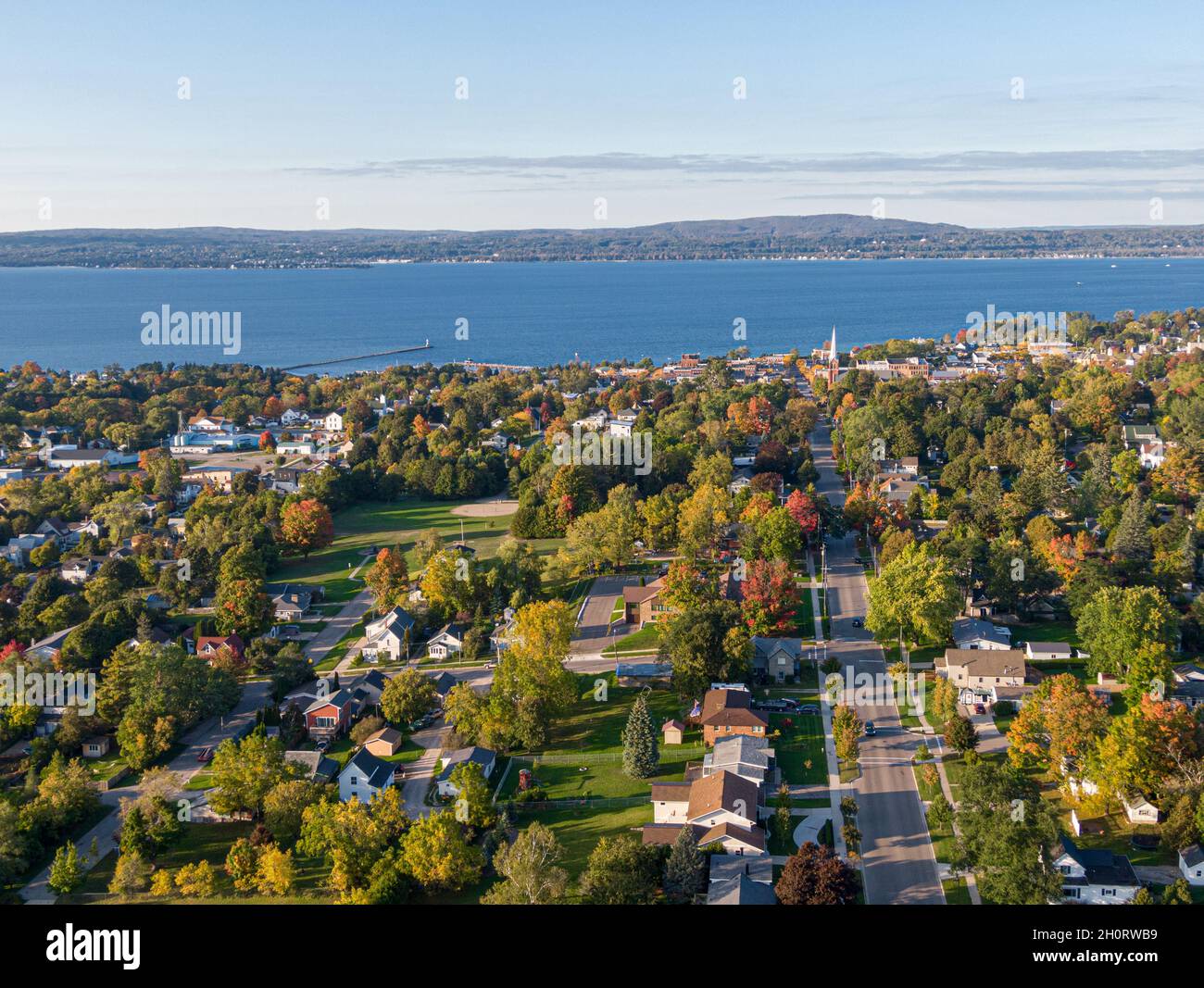 Aerial view of Petoskey during the Fall season Stock Photo - Alamy