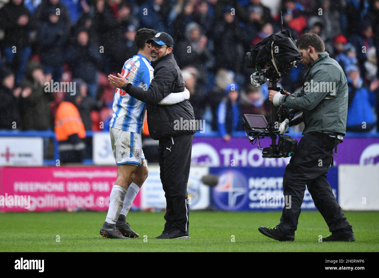 Huddersfield Town manager David Wagner celebrates after the game Stock ...