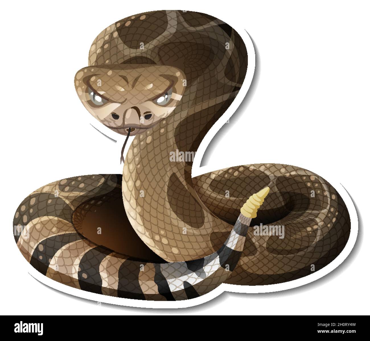 A sticker template of snake cartoon character illustration Stock Vector ...