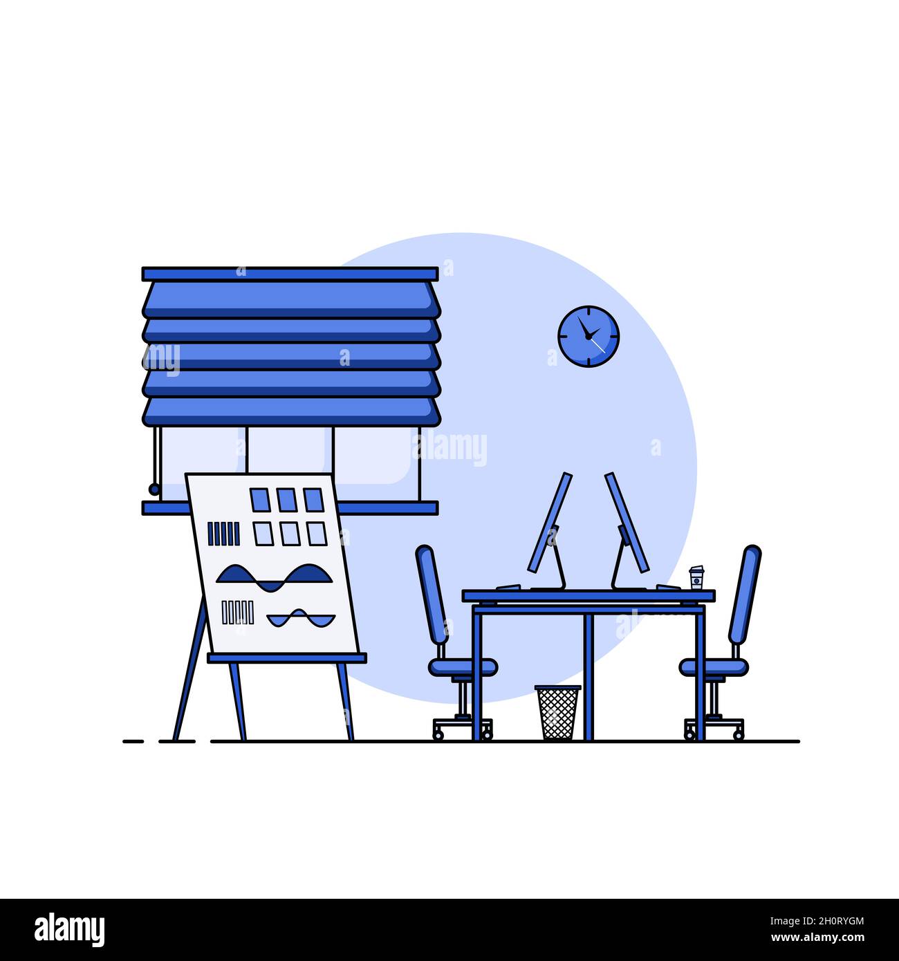 Working table flat design, Concept of working desk interior with ...
