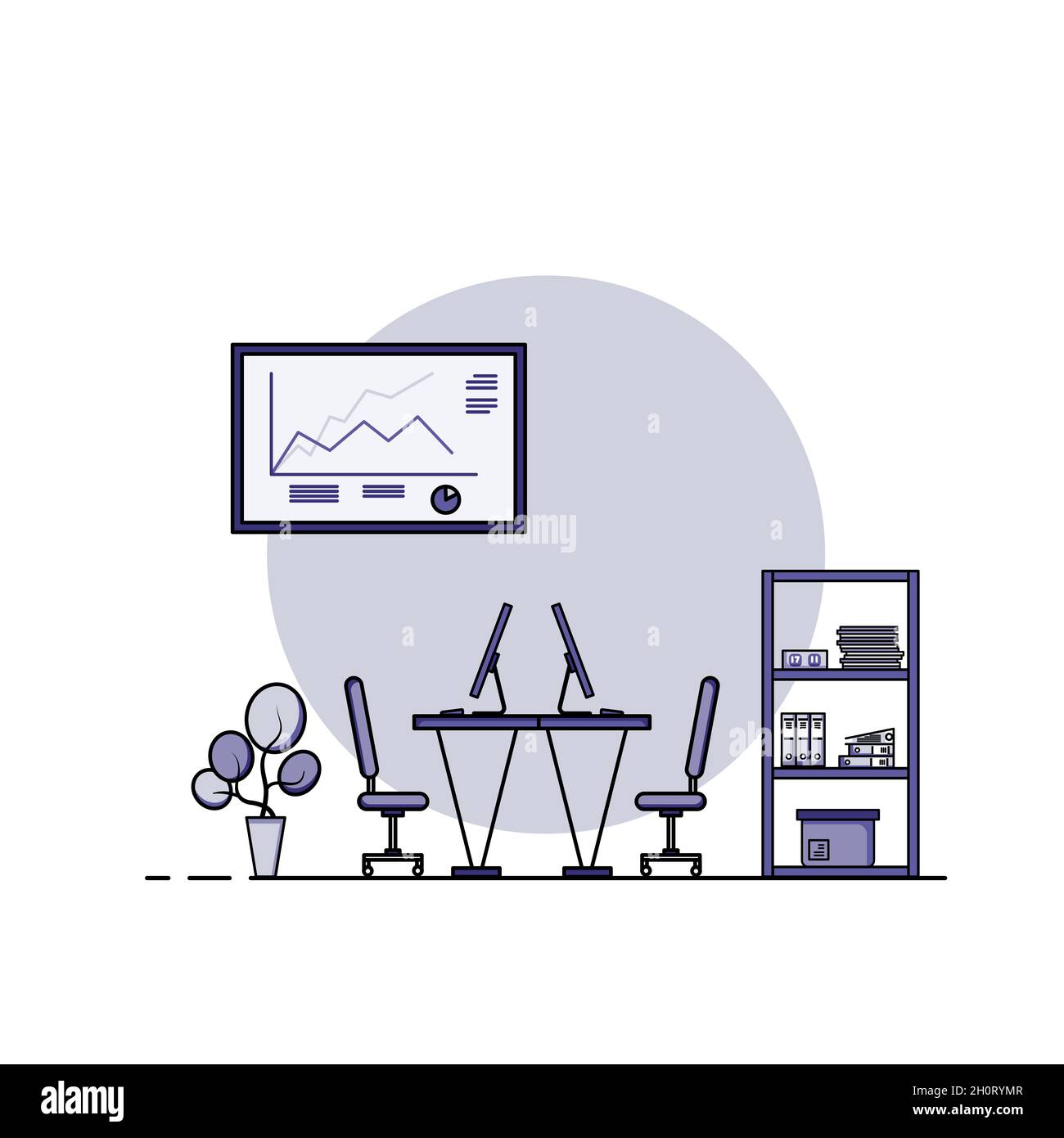 Working table flat design, Concept of working desk interior with ...