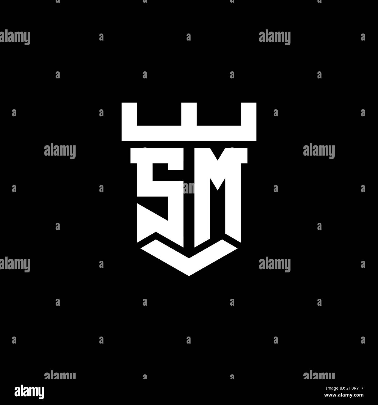SM logo initial monogram with castle shape style design template ...