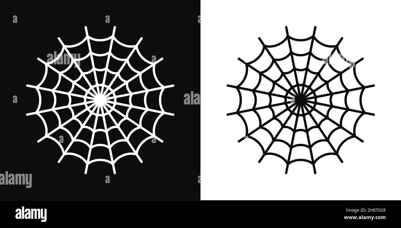 Simple Flat Black And White Abstract Spider Web Element Vector Art ...