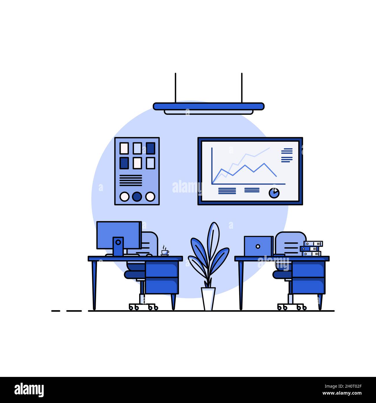 Working table flat design, Concept of working desk interior with ...