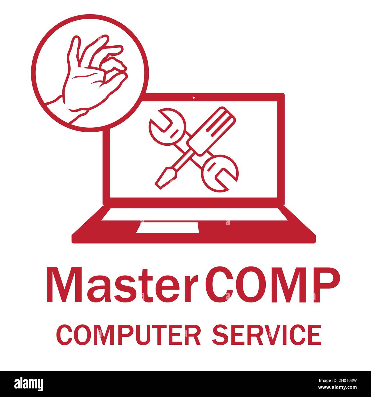 Computer repair service. Laptop with screwdriver and wrench. PC repair ...