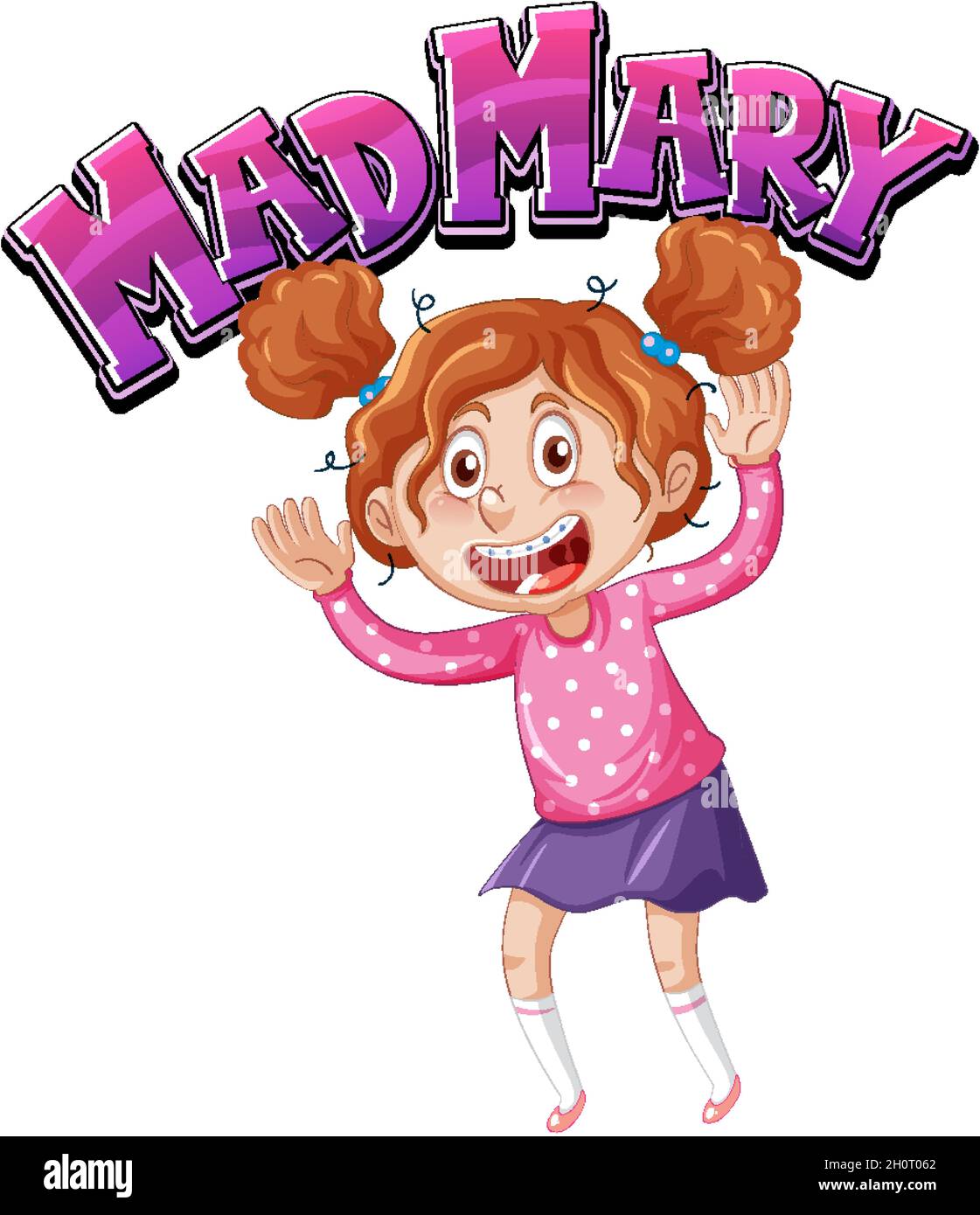 Mad Mary logo text design with a girl cartoon character illustration ...
