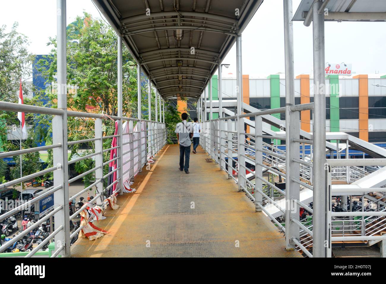 Construction of Pedestrian Bridge Over The Road Stock Photo - Alamy
