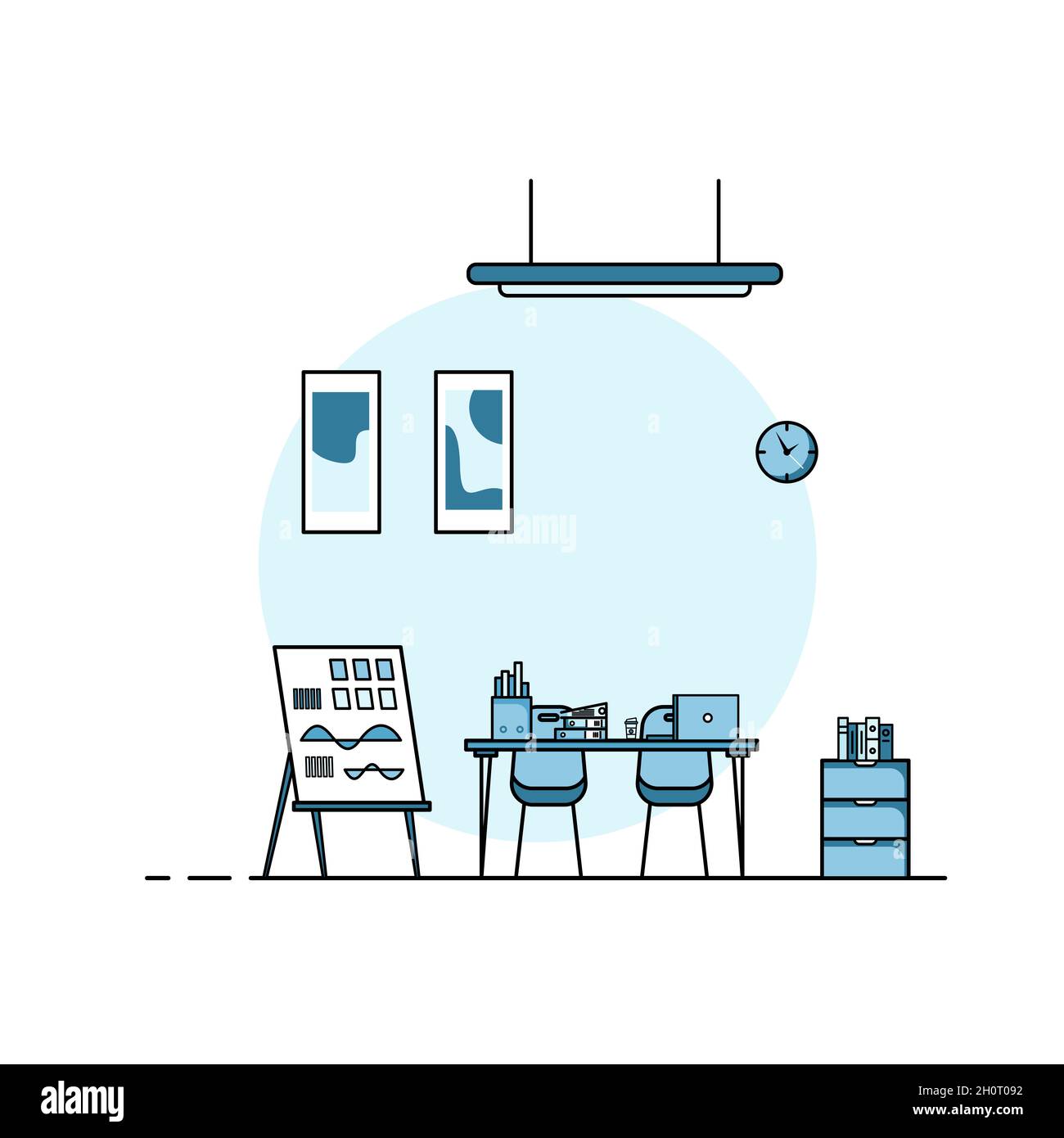 Working table flat design, Concept of working desk interior with ...