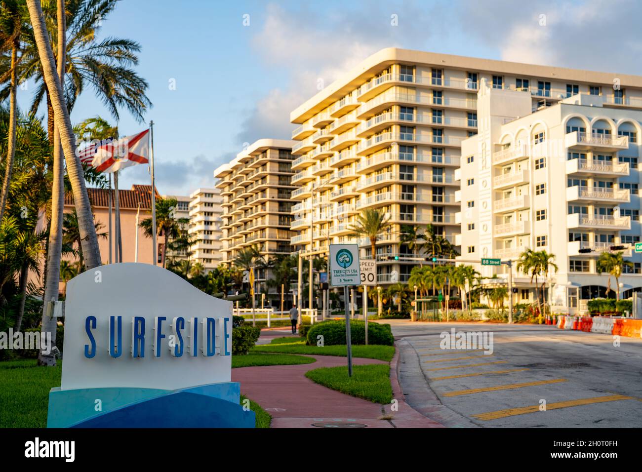 Miami Beach, FL, USA - October 13, 2021: Miami Beach Surfside sign with ...