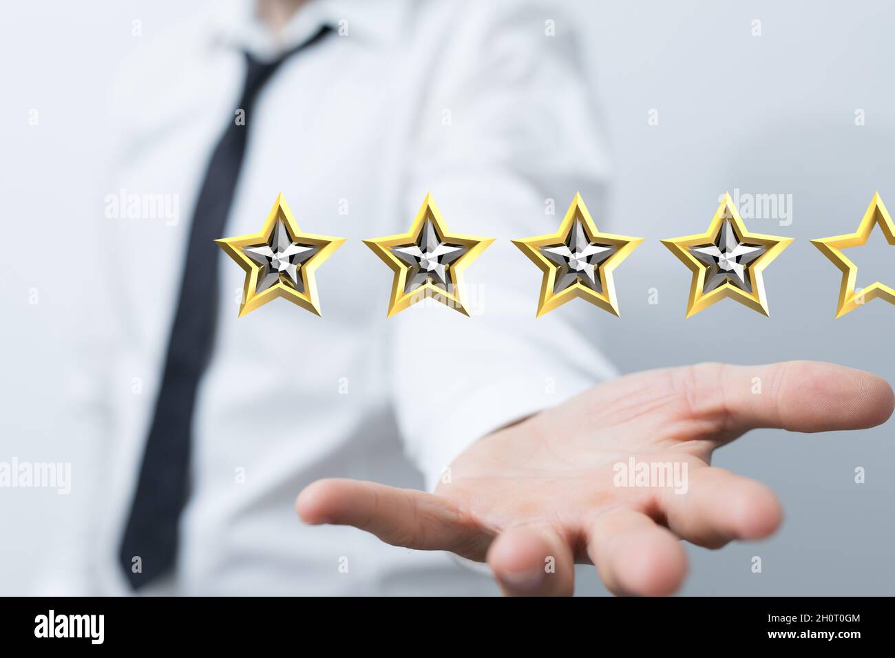 3d rendering of a review icon and rating stars showing negative ...
