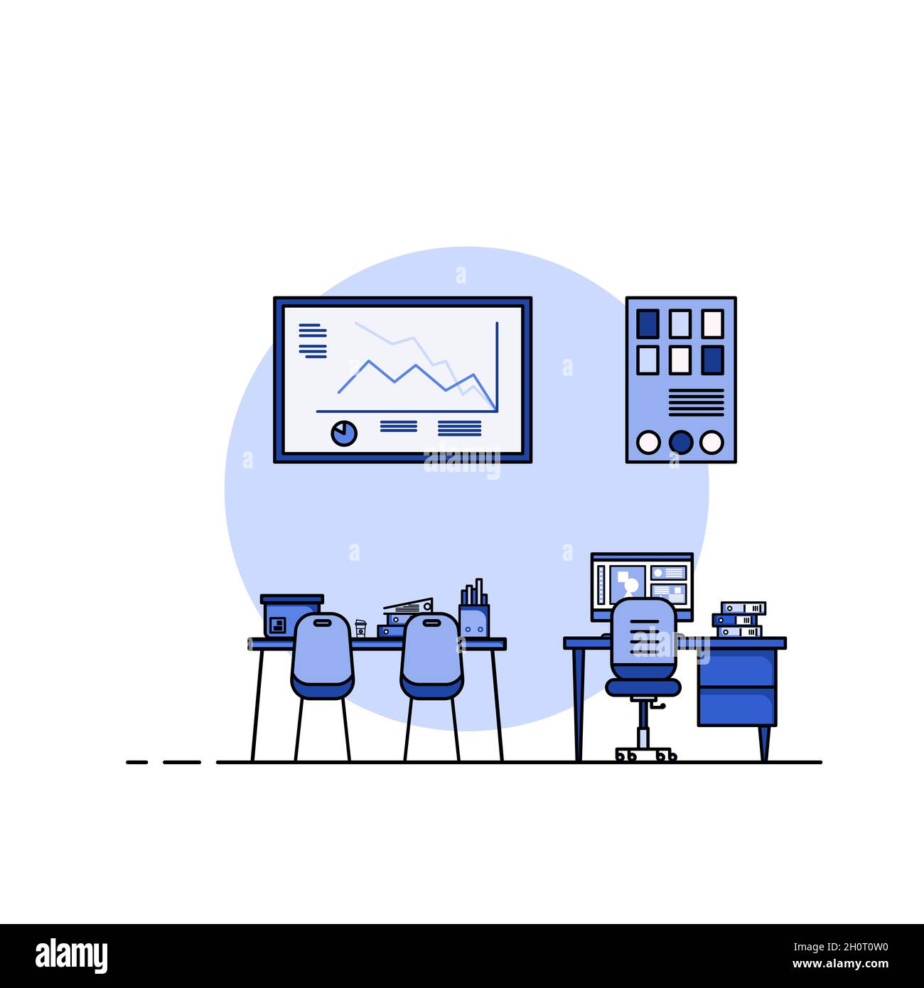 Working table flat design, Concept of working desk interior with ...