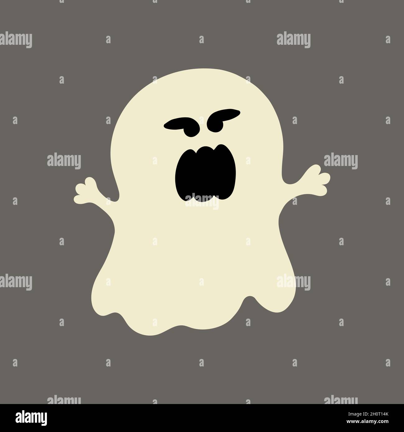 Cute ghost shocked flat style character design Stock Vector Image & Art ...