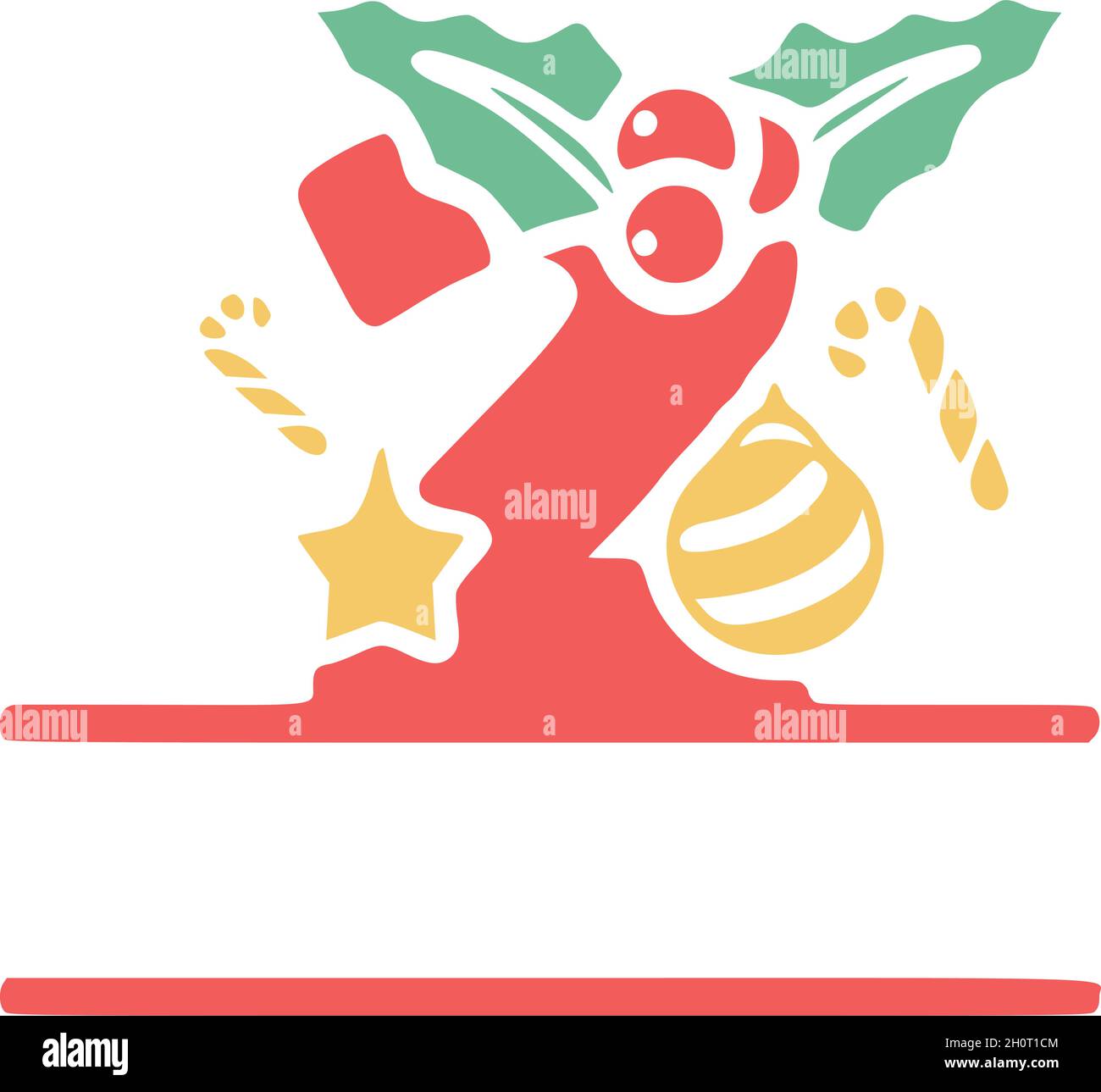 Number 2 is decorated with mistletoe and Christmas elements ...