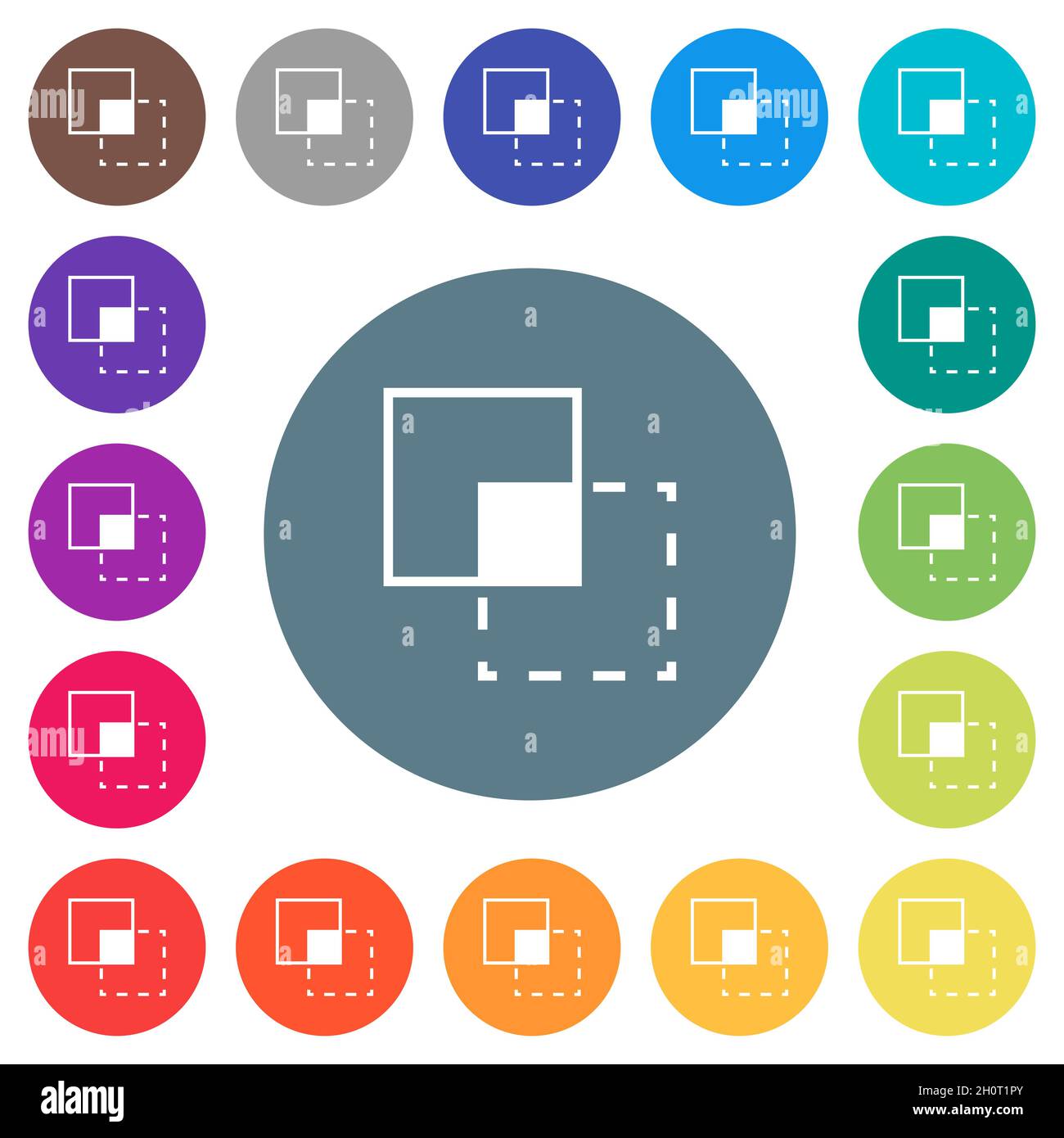 Clipping mask tool flat white icons on round color backgrounds. 17 ...