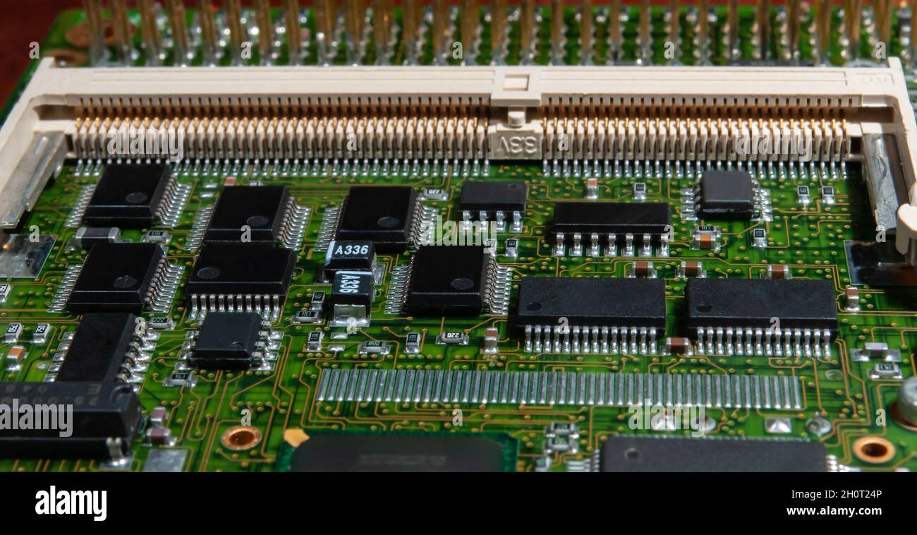 printed circuit board with surface mounted passive and active circuit ...