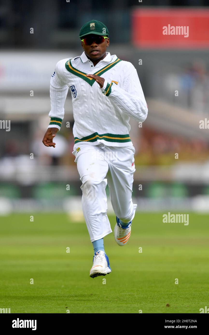 South Africa's Kagiso Rabada runs after the ball during the fourth ...