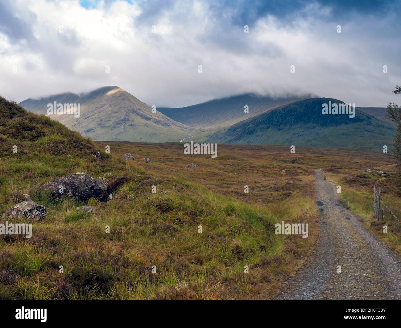 The West Highland Way long distance walking trail crossing Rannoch Moor ...