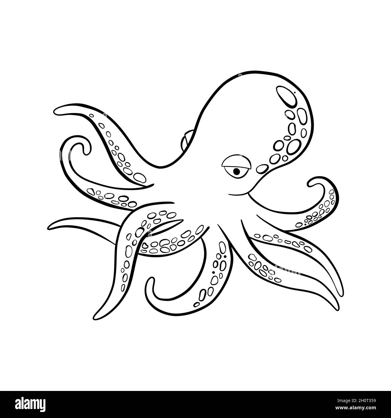 Octopus cartoon Black and White Stock Photos & Images - Alamy