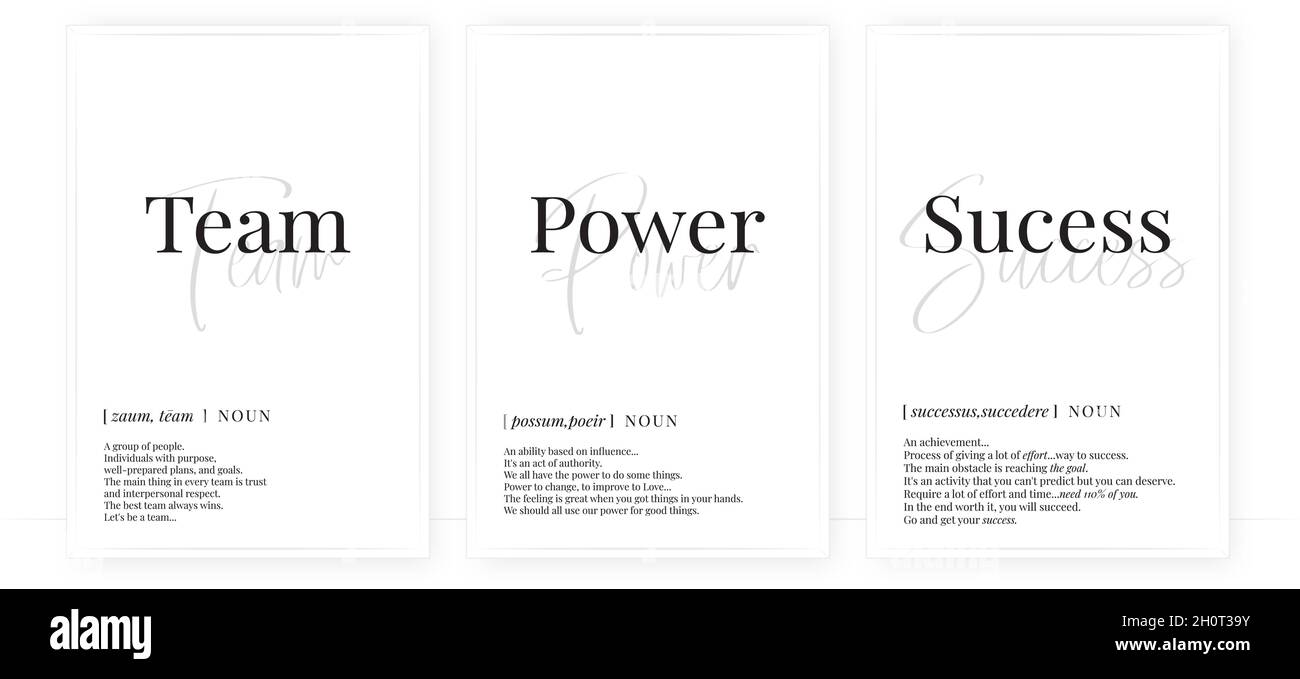 Team, power, sucess definition, vector. Minimalist modern poster design ...