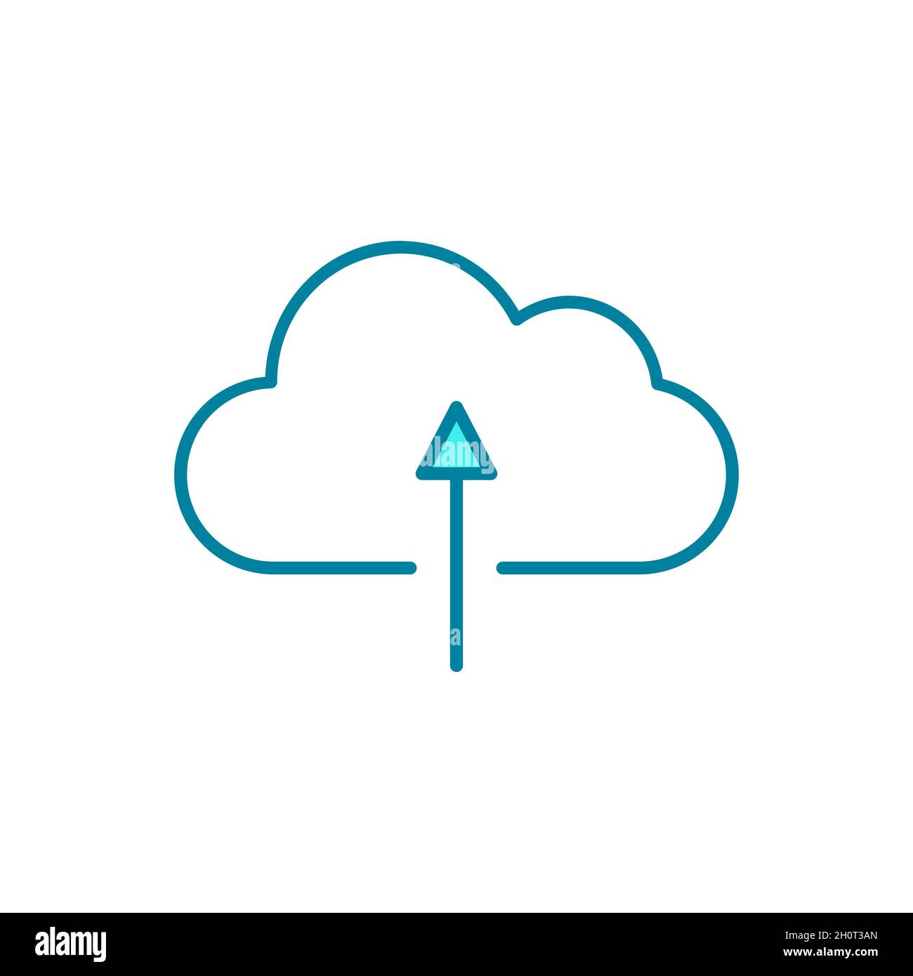 Cloud with up arrow sign. Online backup data. Cloud upload line icon. Server hosting services ...