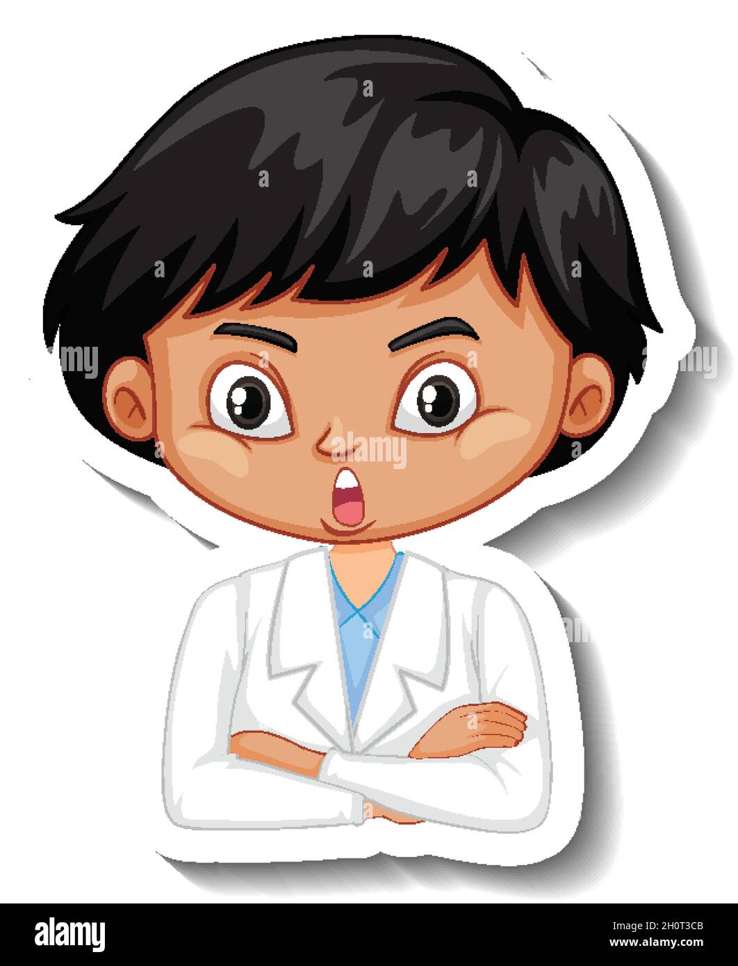 Scientist boy cartoon character sticker illustration Stock Vector Image ...