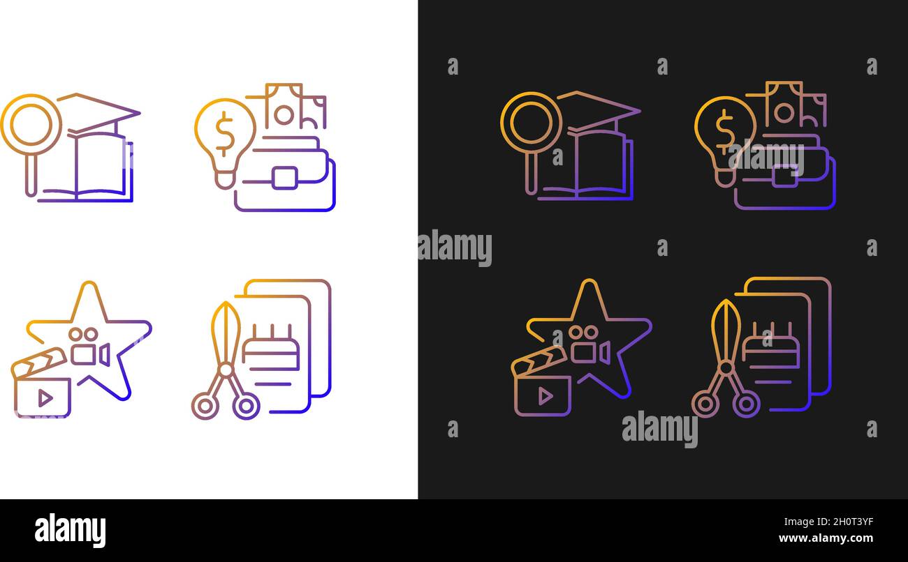 Outstanding aptitude gradient icons set for dark and light mode Stock ...