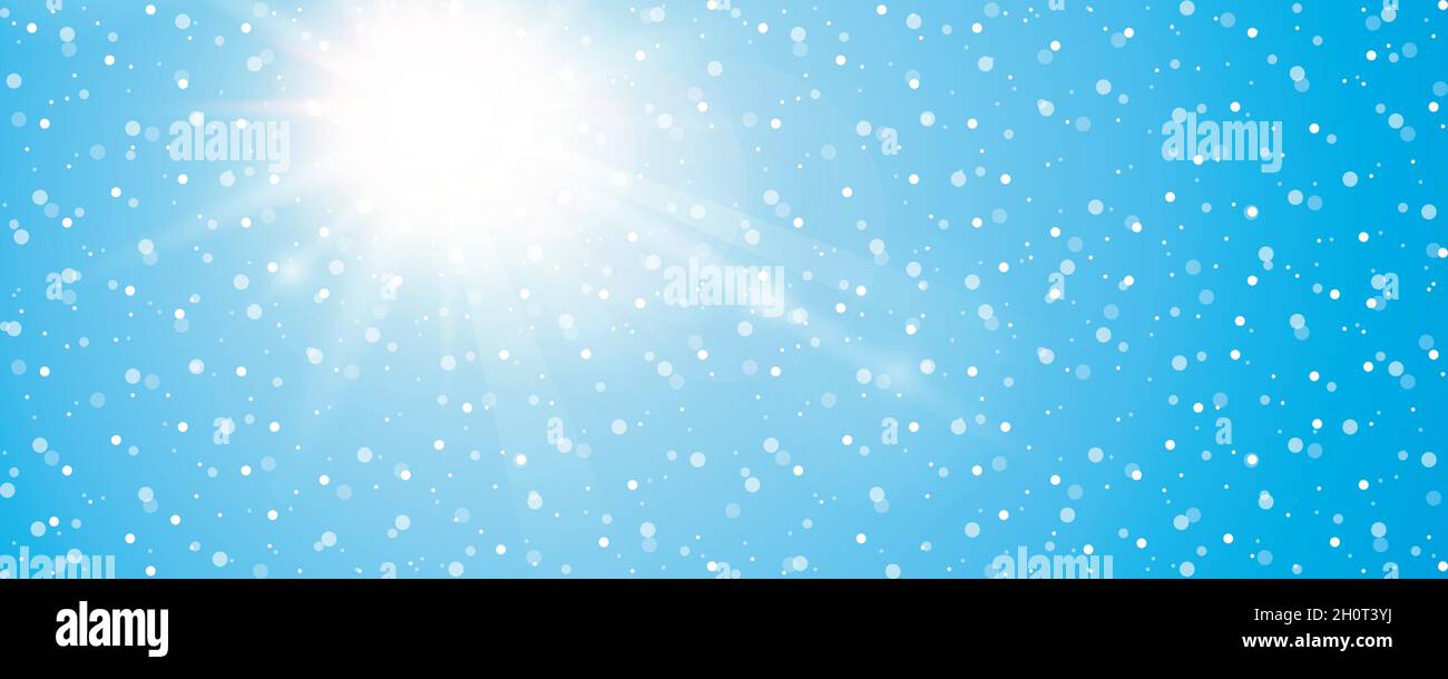 sunny winte sky background with snowflakes and copy space Stock Vector ...