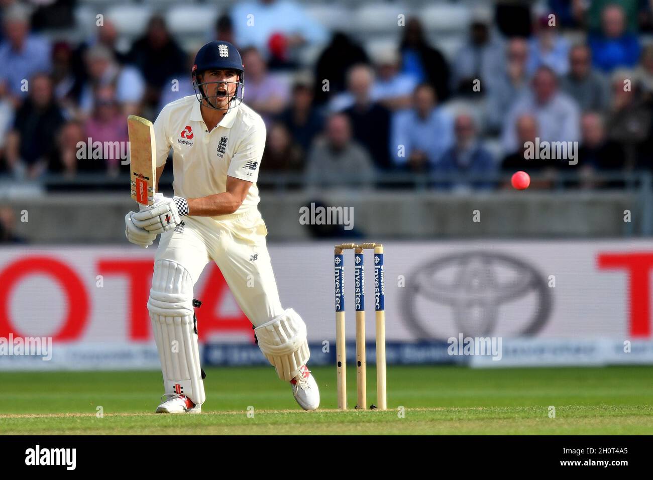 England's Alastair Cook bats during the first Invested Test Match ...